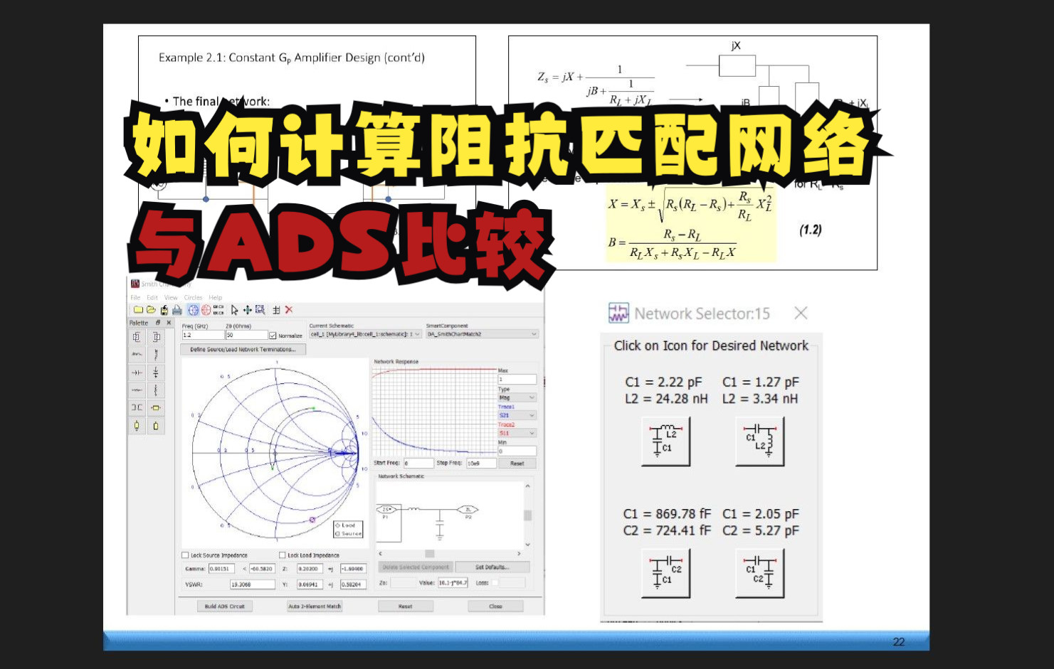 如何计算阻抗匹配网络与 ADS 比较