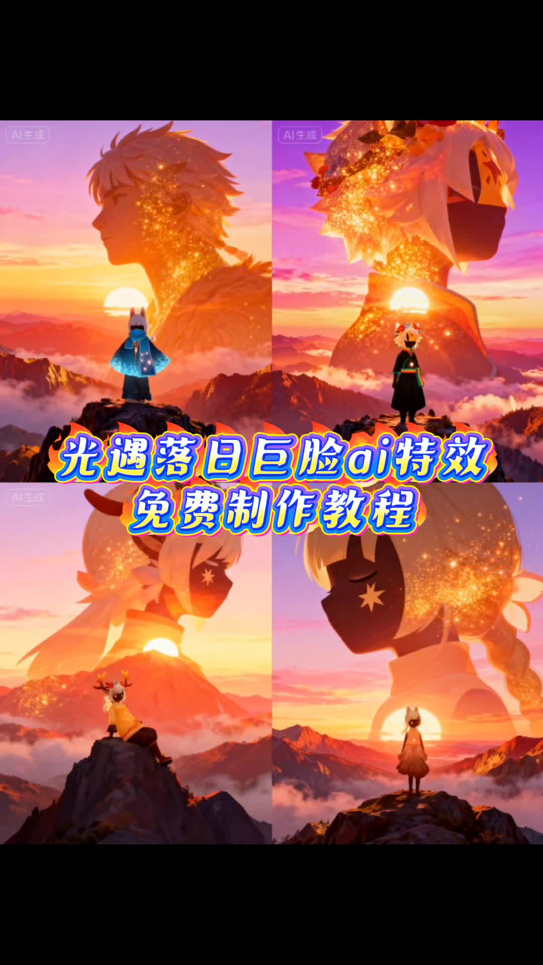 #落日巨脸背景#光遇 #双重曝光教程 光遇落日转场视频教程 #ai落日巨...