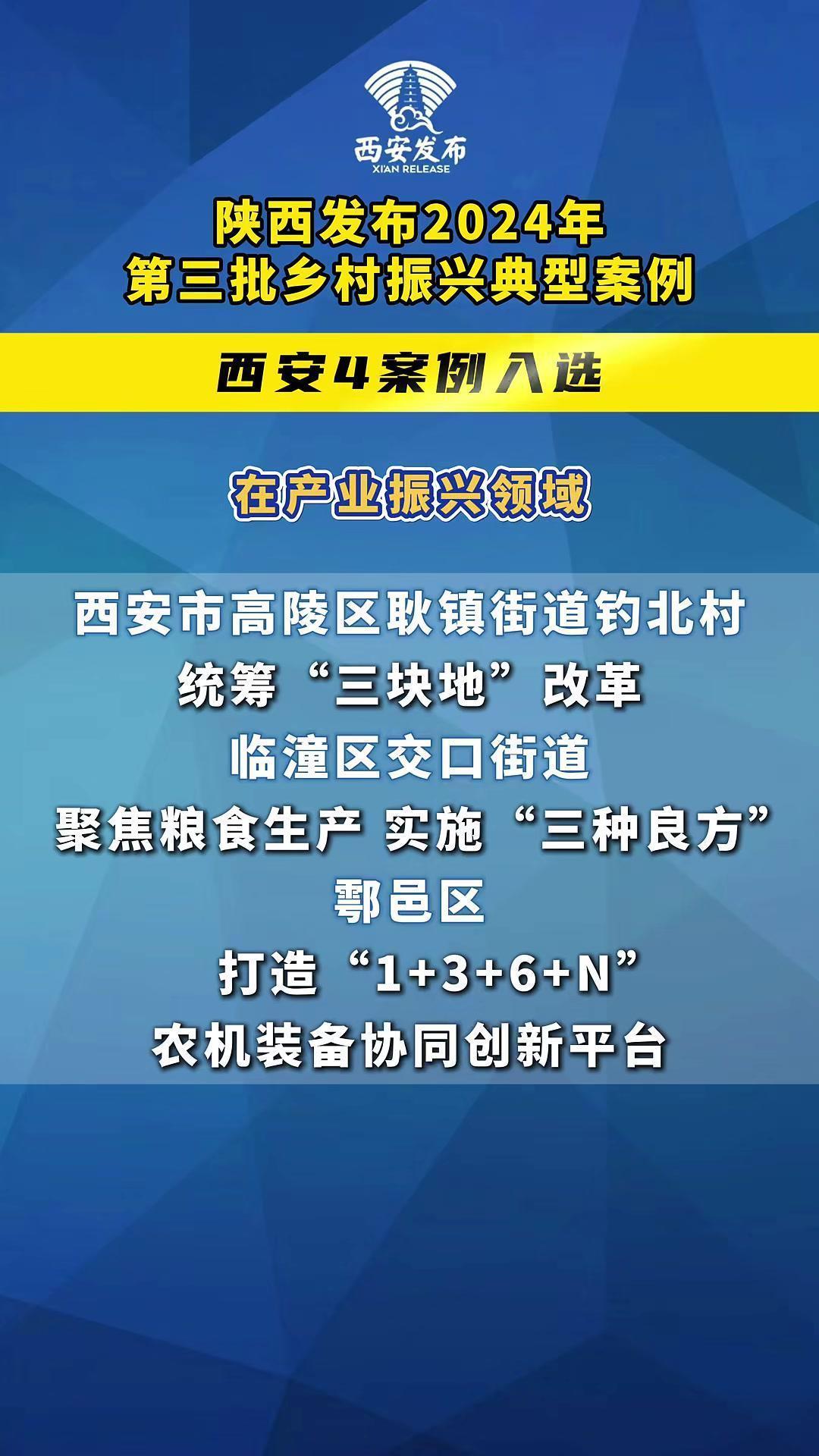 陕西发布2024年第三批乡村振兴典型案例西安4案例入选