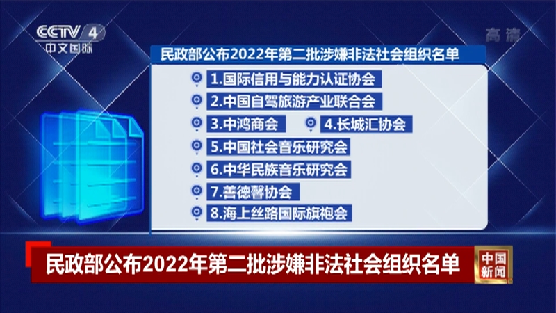 [中国新闻]民政部公布2022年第二批涉嫌非法社会组织名单