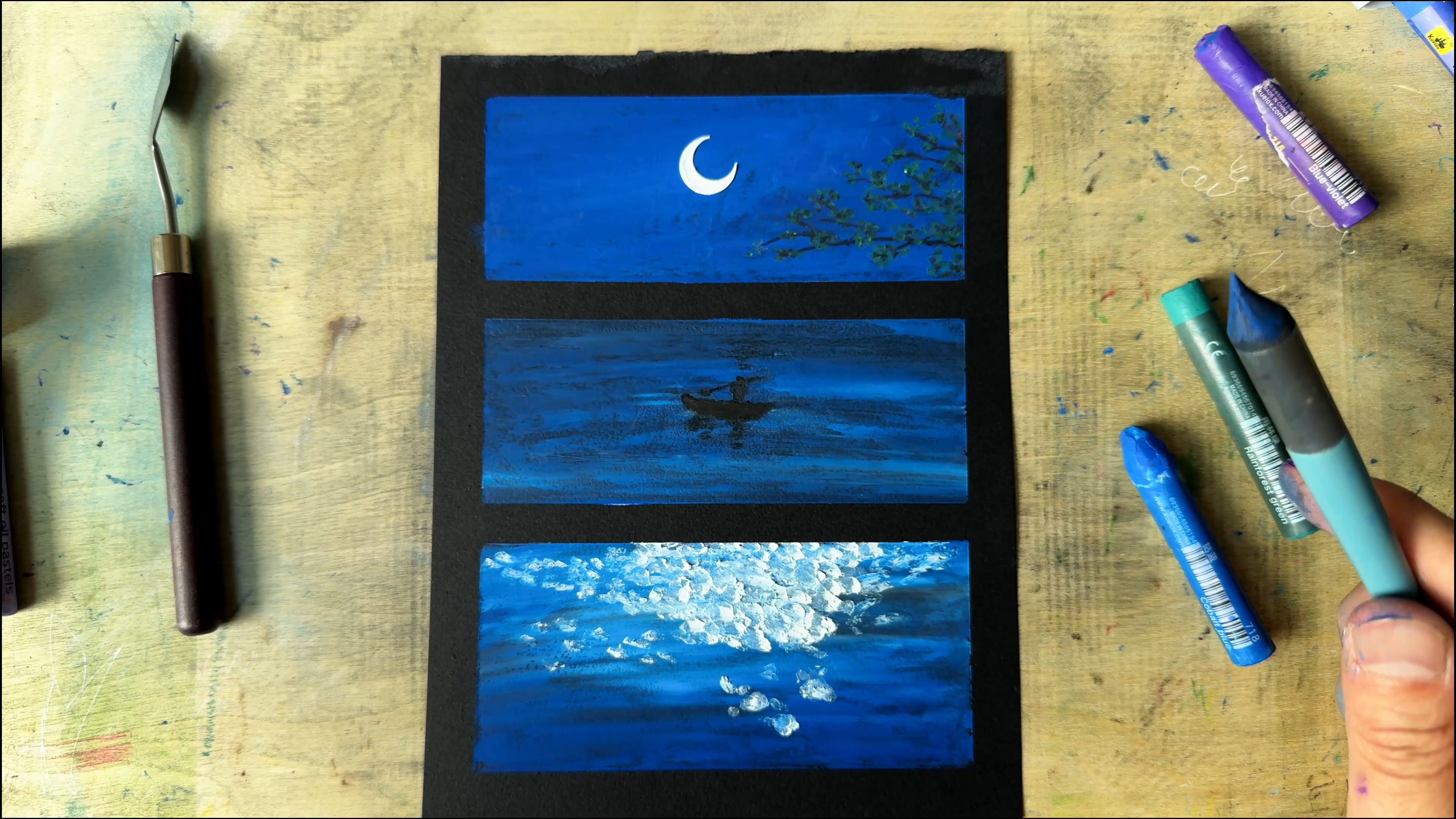 油画棒《月夜遐思》