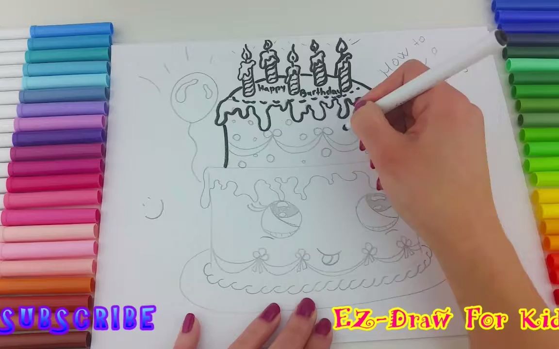 ...一步一步教你学画超大生日蛋糕,一看就会的简笔画!超简单! 丨绘画丨...