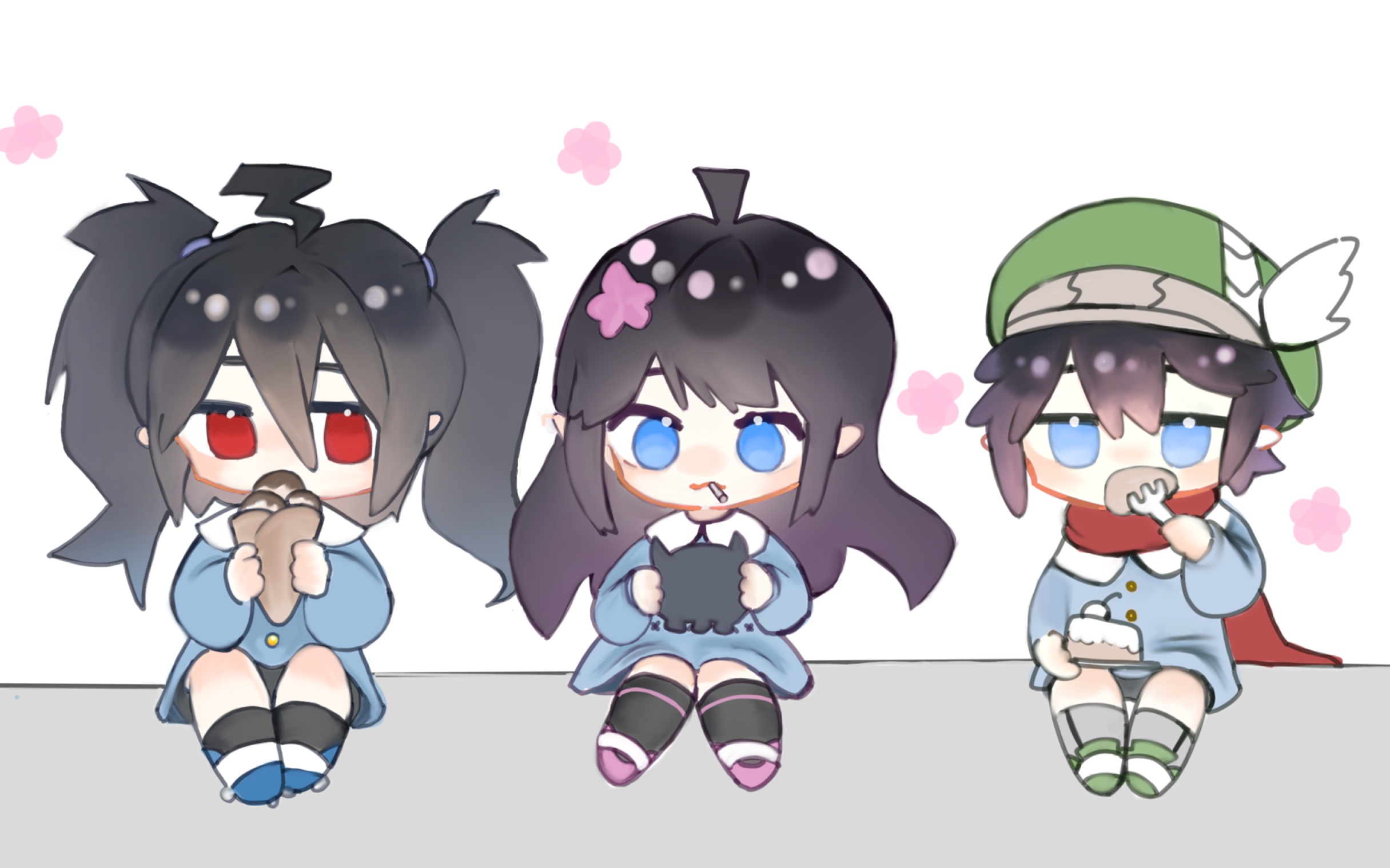 【凹凸世界/绘画过程】在吃甜食的小朋友们