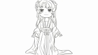 萌萌的Q版汉服女孩儿童亲子简笔画 宝宝轻松学画画