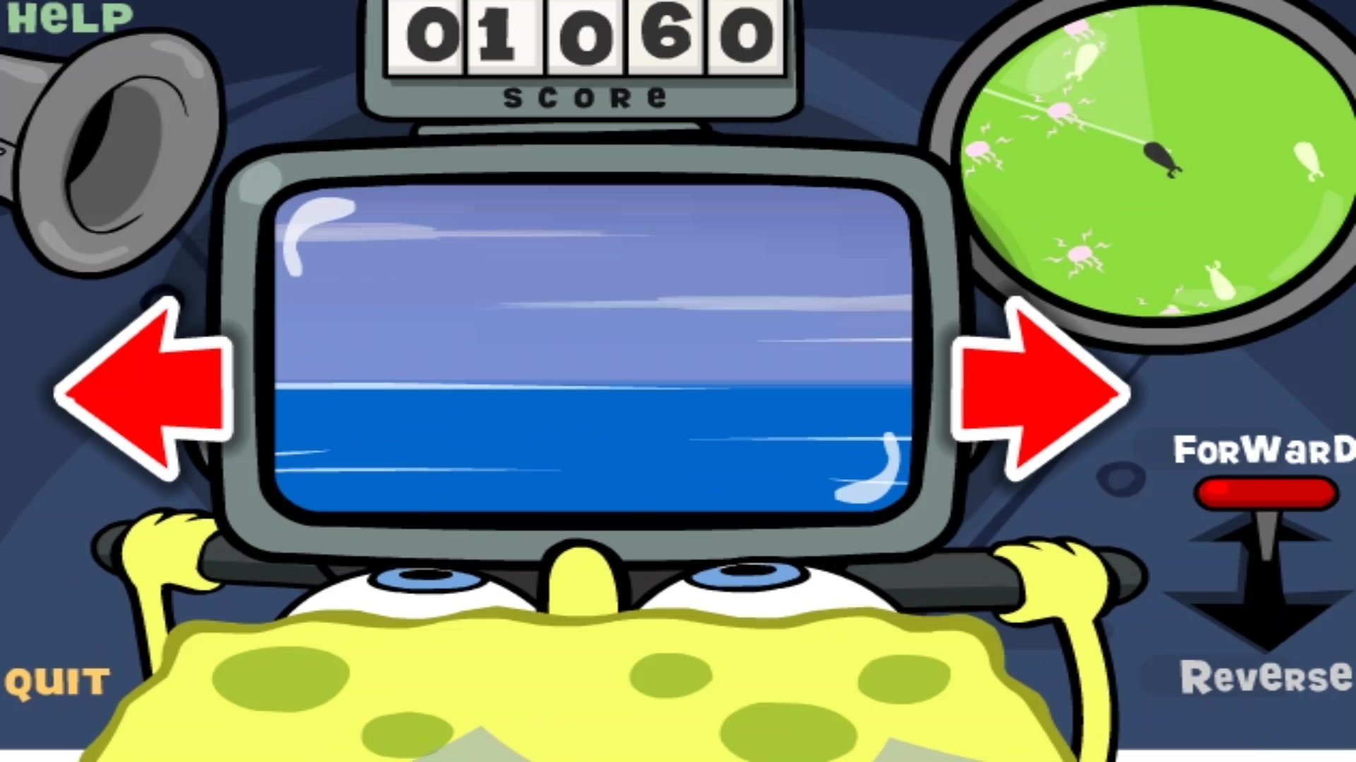 【小时候玩过的游戏】海绵宝宝抓鱼(撞击潜艇)