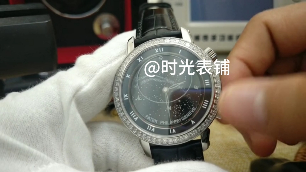 讲解测评 百达翡丽星空机械手表使用说明 怎么调时间月相 皮带原装扣...