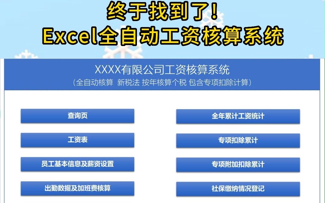 终于找到了!Excel全自动工资核算系统,内含公式,自动核算统计,工资条...