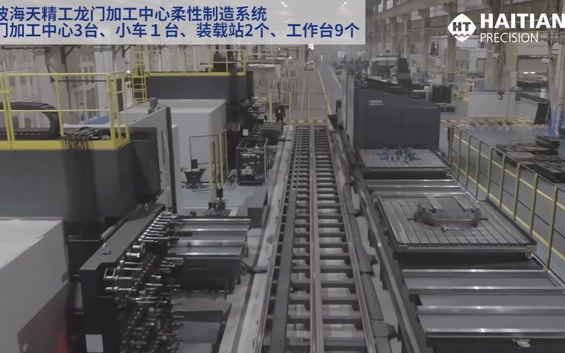 海天精工龙门加工中心柔性制造系统演示