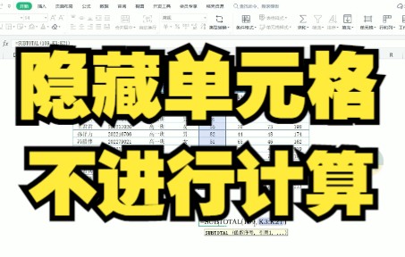 Excel技巧:隐藏的单元格不计算,怎么办?subtotal 9和109的区别