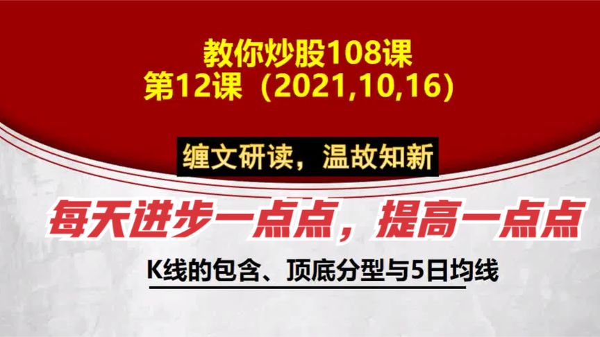 教你炒股12课:K线的包含、顶分型、底分型与5日均线