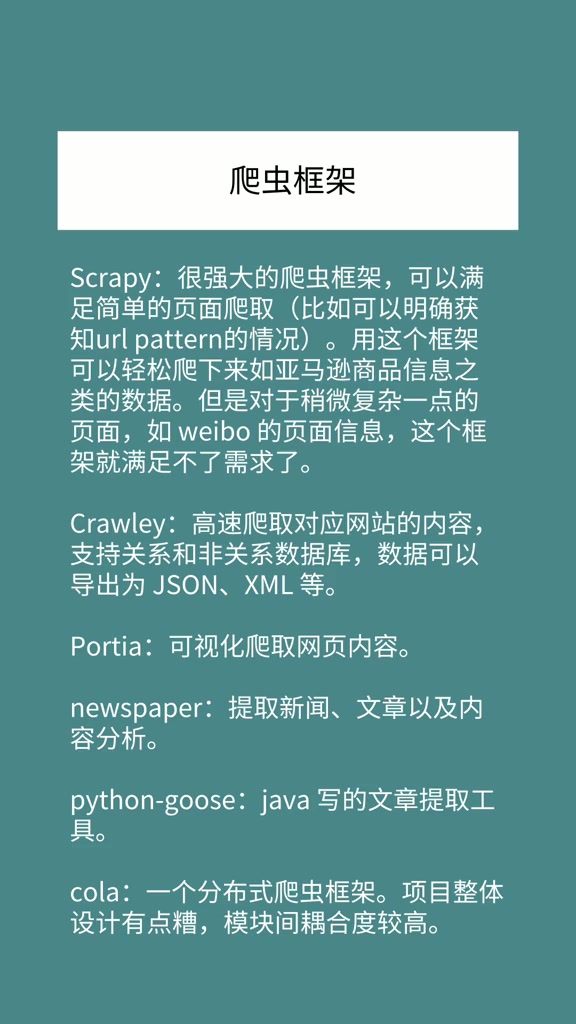 python爬虫常用库汇总,给需要的你。