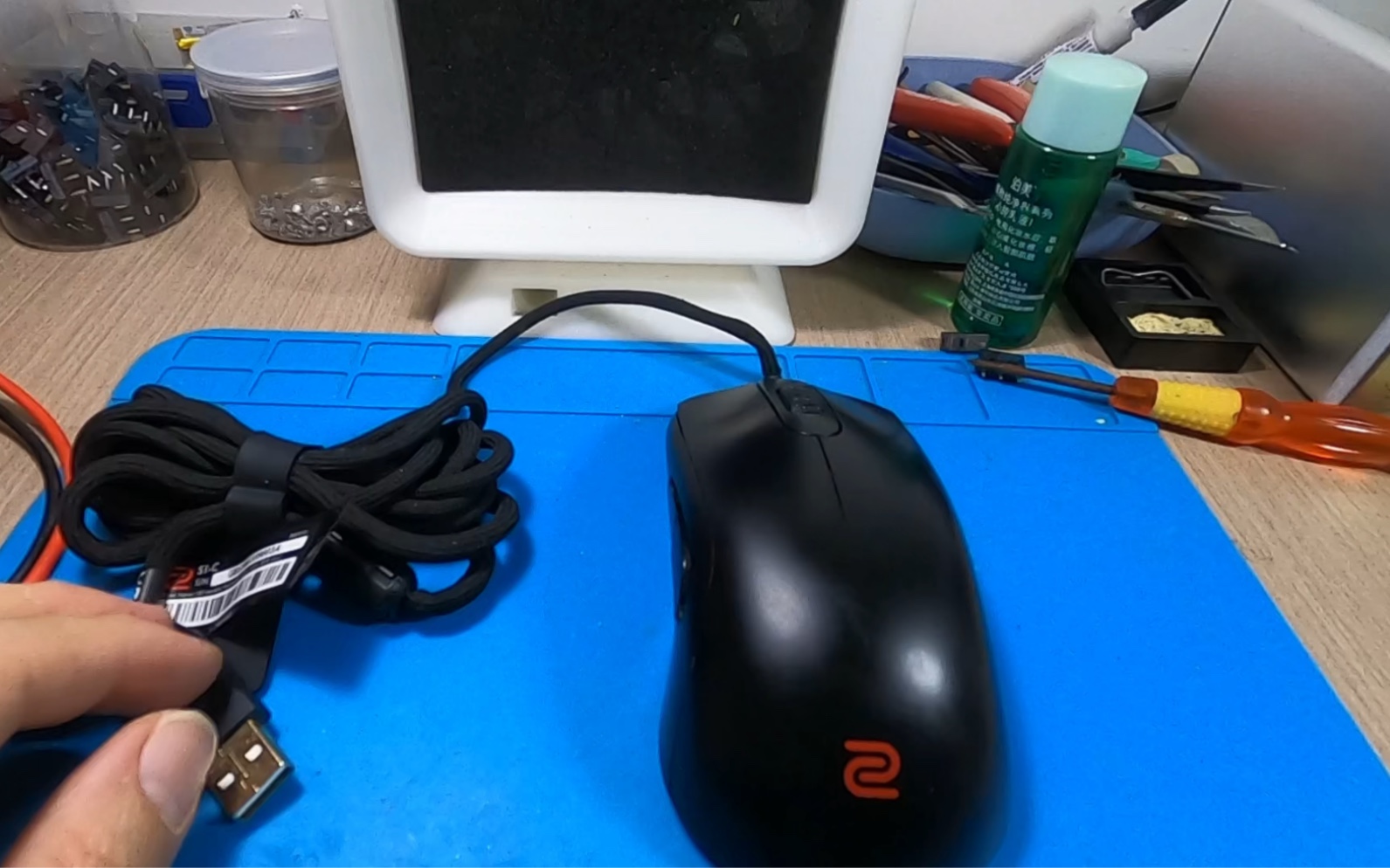 卓威s1c鼠标拆解维修更换黑曼巴微动