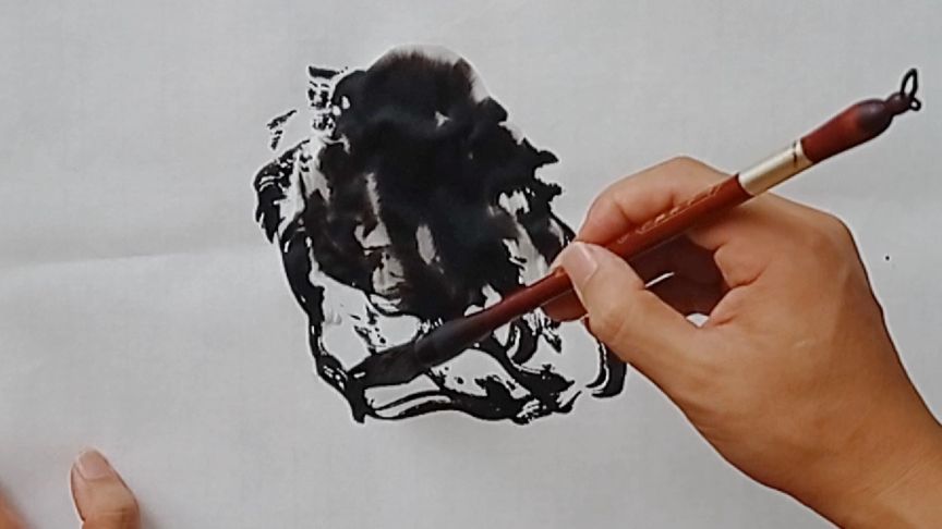 1分钟教您学会墨块画石法!