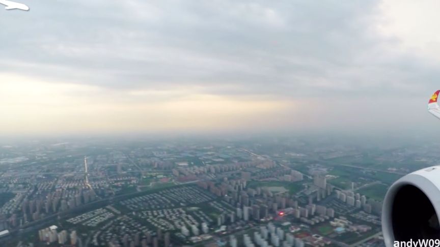 香港——上海航班飞行记录!从飞机上看美景(云朵、彩虹、市镇)