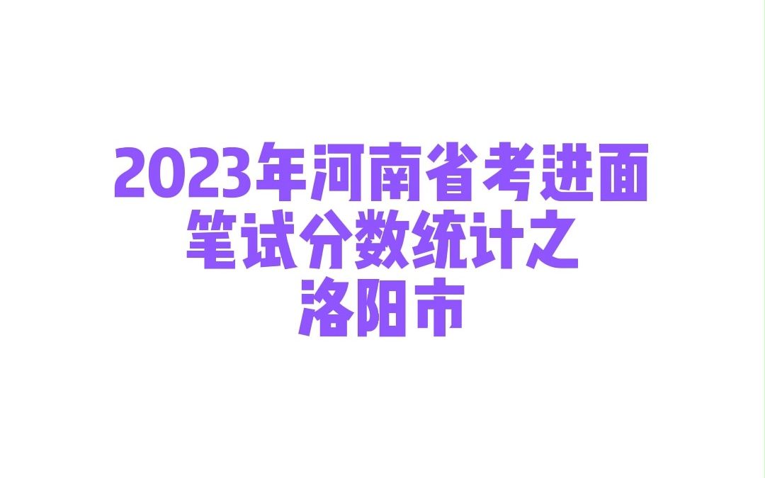 2023年河南省考洛阳市公务员考试进面笔试分数
