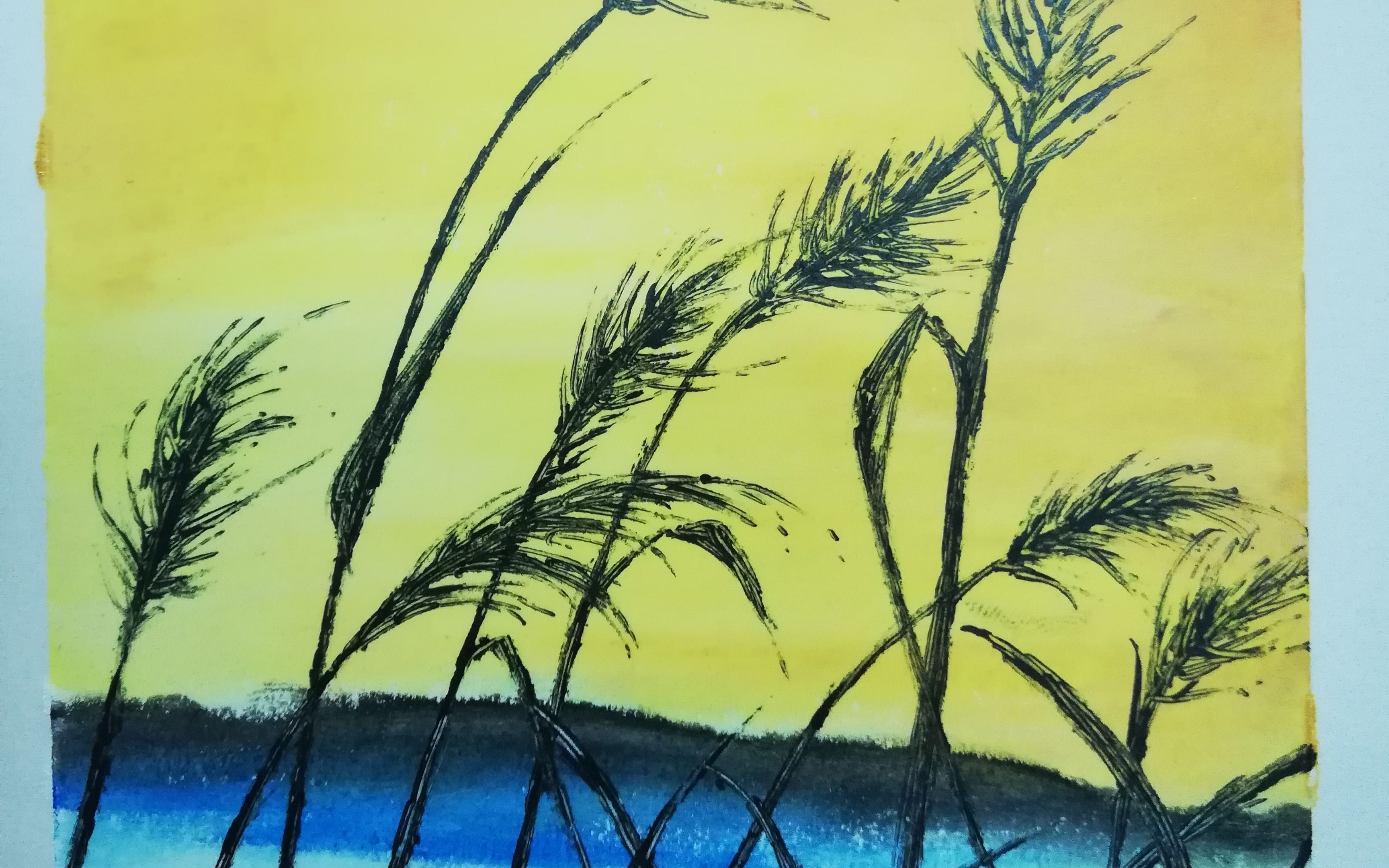 油画棒简单风景画过程