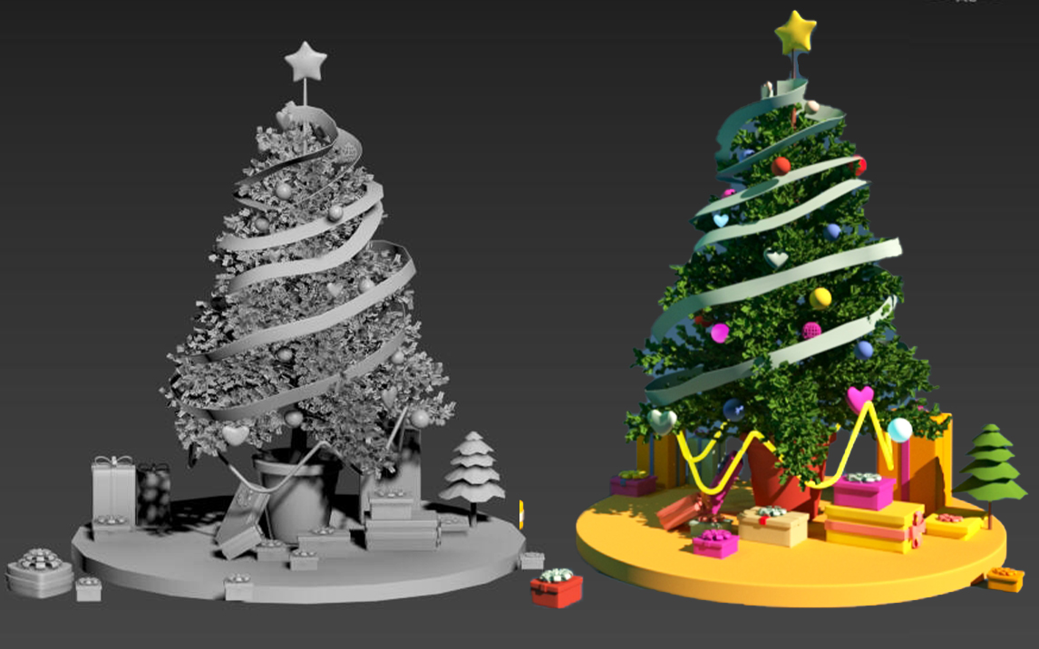 【3dmax圣诞树全流程讲解】圣诞节都要到了,我不允许你还不会制作...