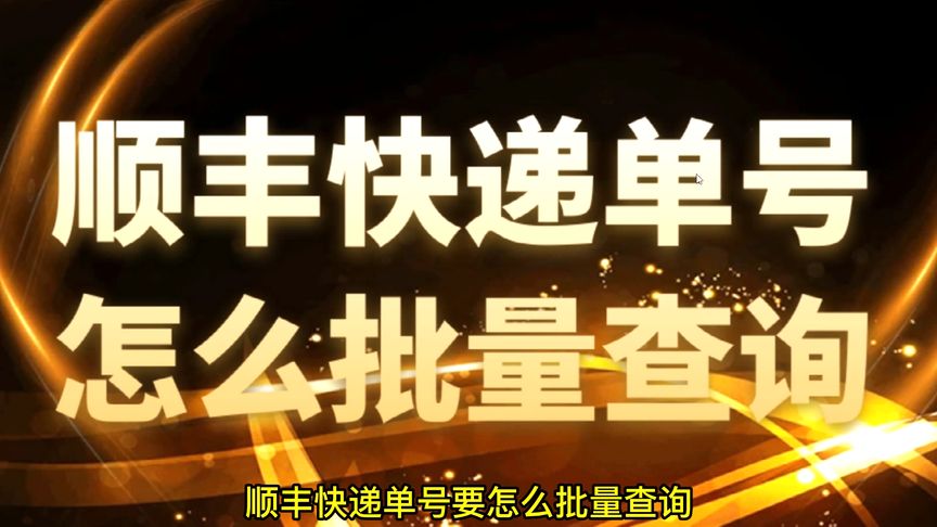 顺丰速运-单号查询,教你一键批量查询快递全部信息的方法