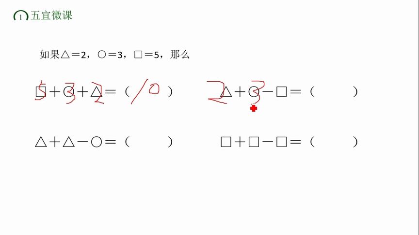 一年级数学用不同的图形代表不同的数,指导前后的效果就是不一样