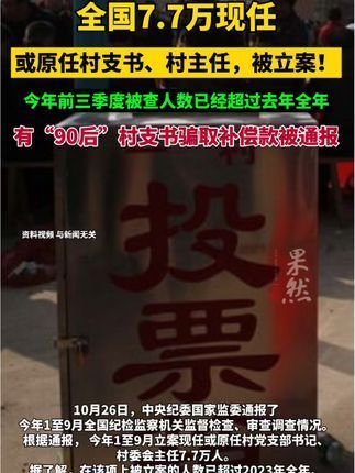 全国7.7万现任或原任村支书、村主任,被立案!有“90后”村支书骗取...
