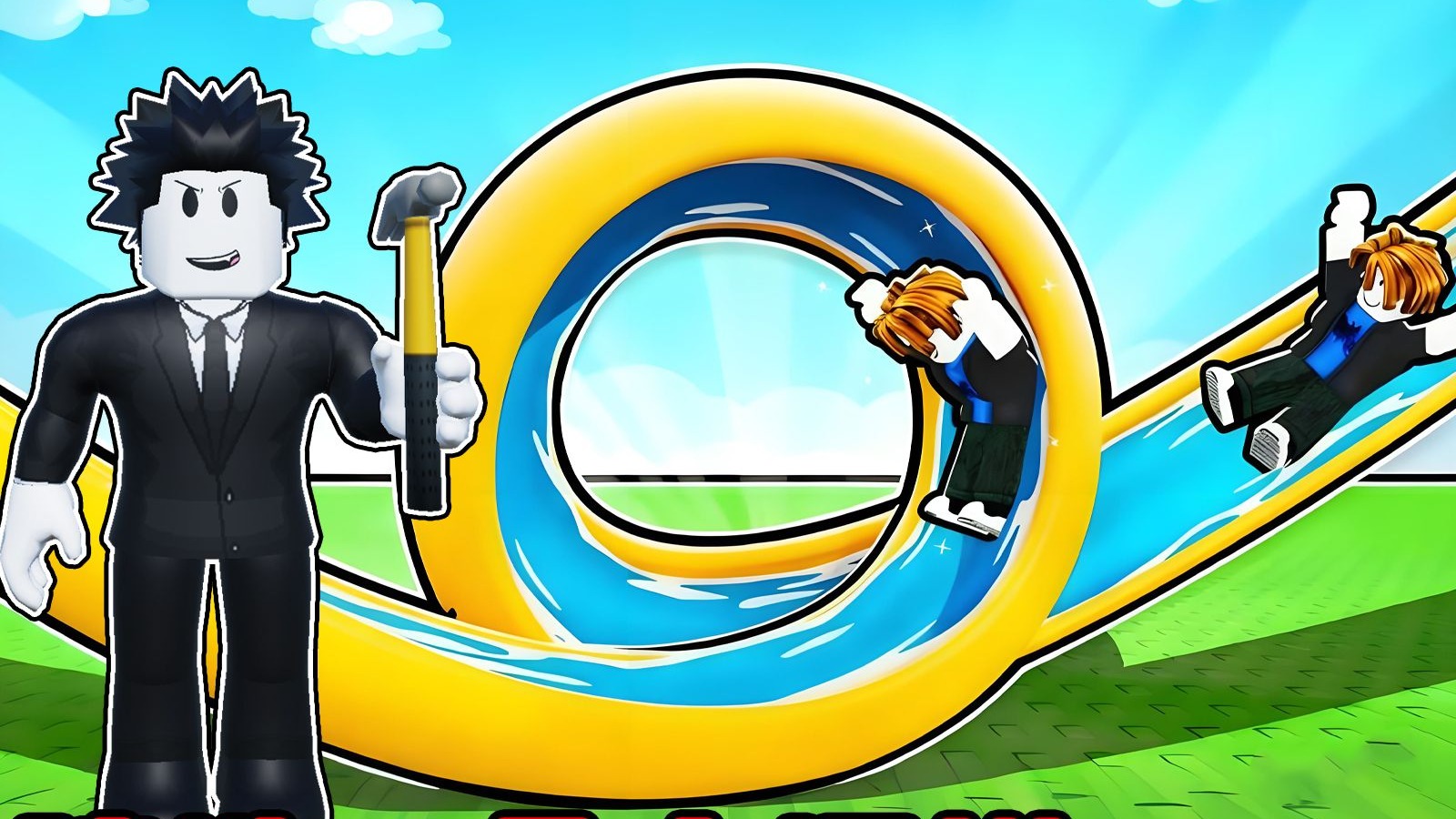 我建造了一个世界上最高的水滑梯来赚钱!ROBLOX