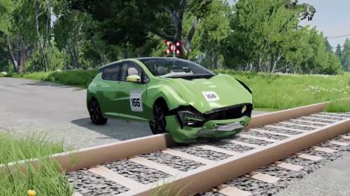 车祸模拟:最后一辆车起火爆炸了?