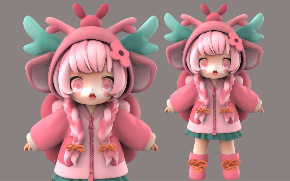 【zbrush教程】小白也能看懂的,可爱风手办人物雕刻,zbrush新手教程