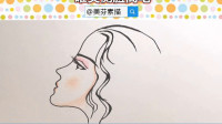 唯美女生侧脸简笔画!动漫卡通美少女简笔画!新手自学素描画画教程!