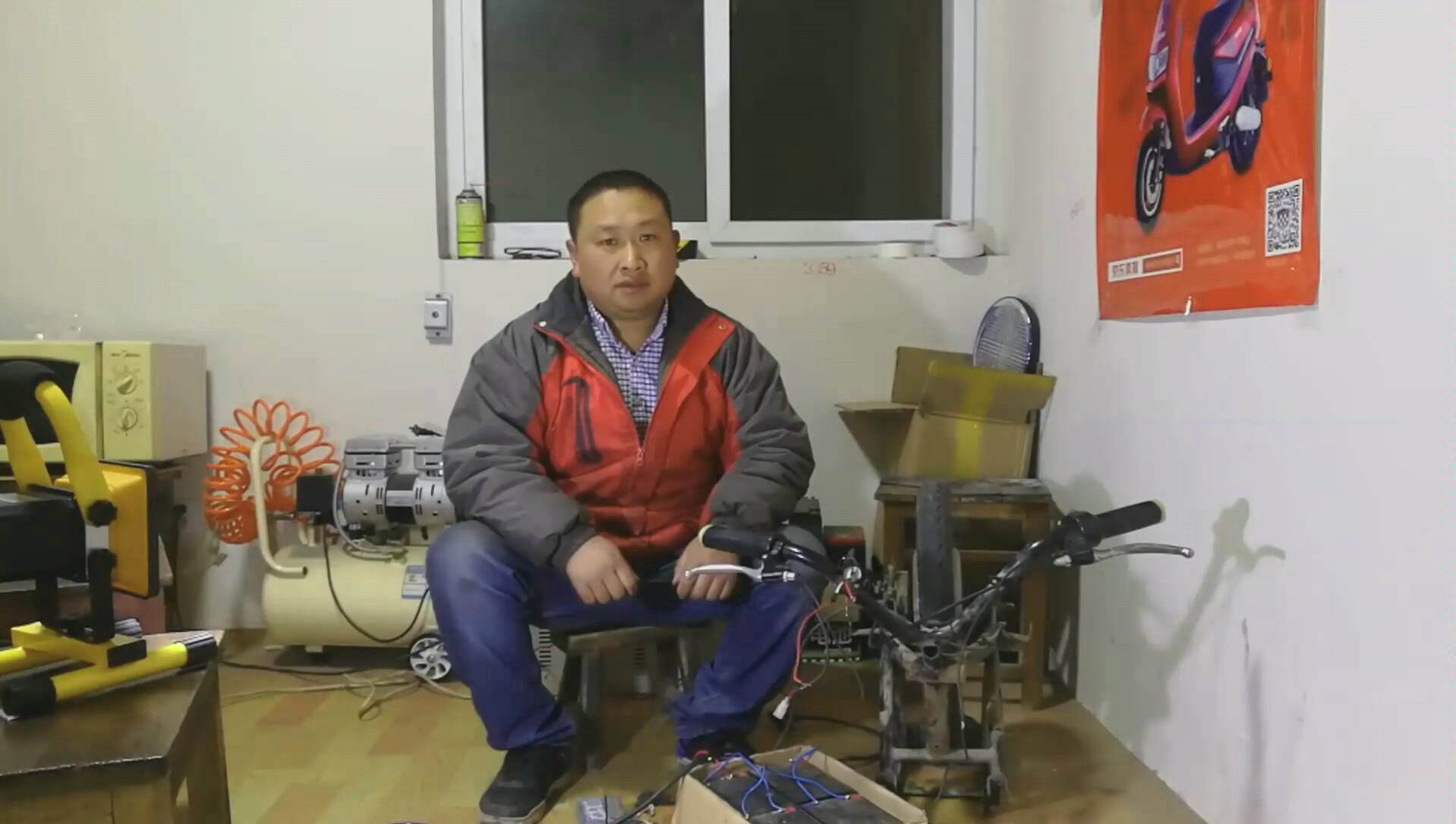 电动车电机,控制器,转把分解出来进行教学安装