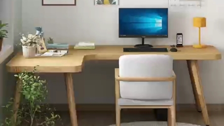 #实木家具 简约实木L型转角书桌卧室角落桌子家用异形原木学习桌...