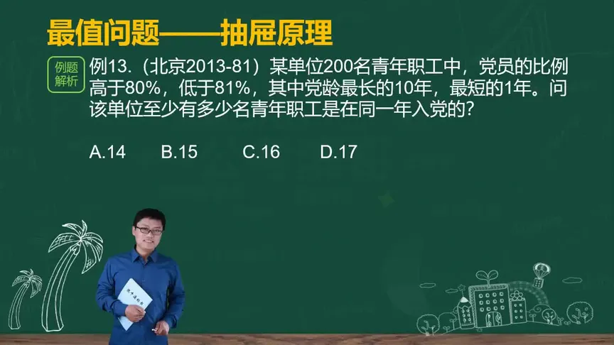 某单位200名青年职工中,党员的比例高于80%,低于81%