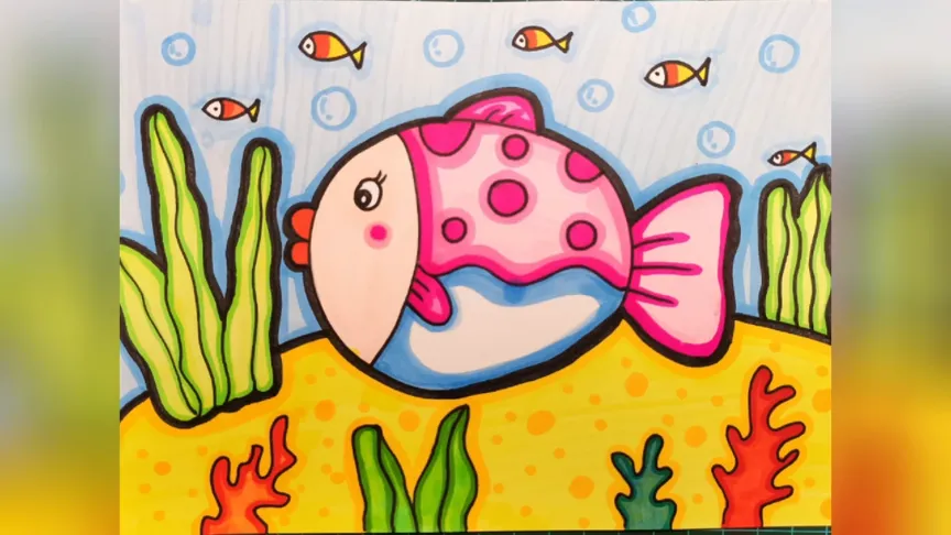 可爱的小鱼 儿童画 简笔画 卡通画 少儿美术
