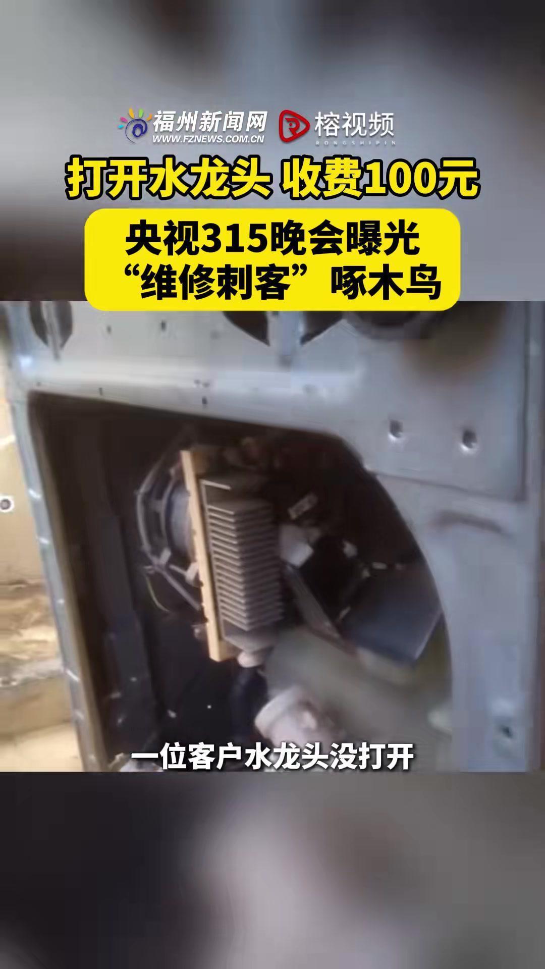 打开水龙头收费100元?央视315晚会曝光"维修刺客"啄木鸟。#315#.