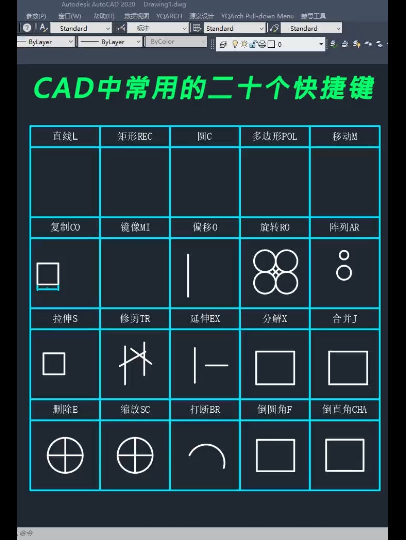 CAD必须熟记的20个快捷键