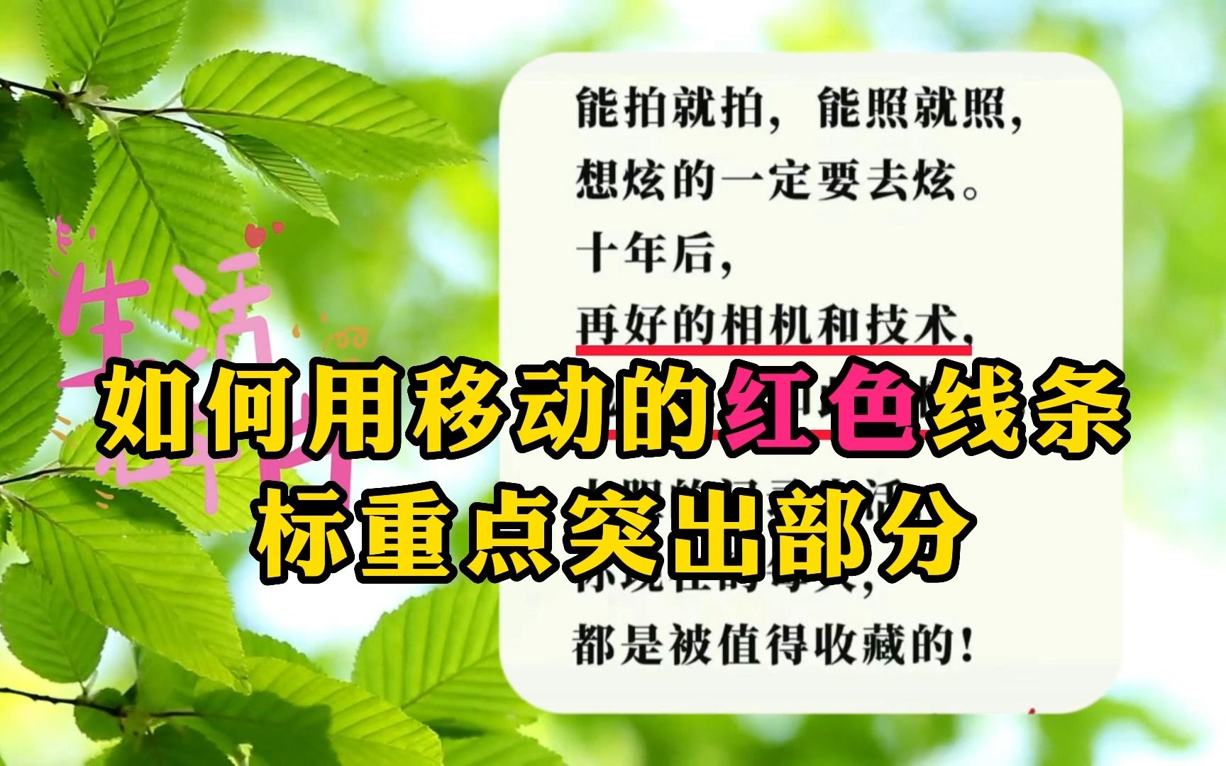 用移动的红色线条,突出展示画面重点部分,剪映新手教程