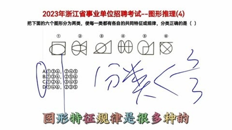 2023年浙江事业单位考试,图形推理4,根据图形共同特征规律分类