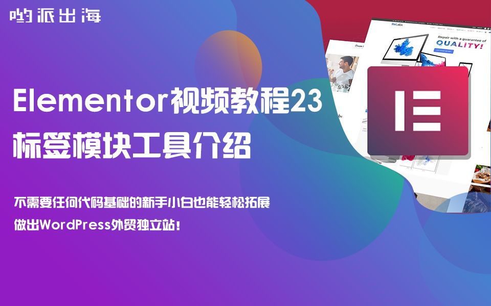 Elementor视频教程:标签工具模块介绍【哟派出海】