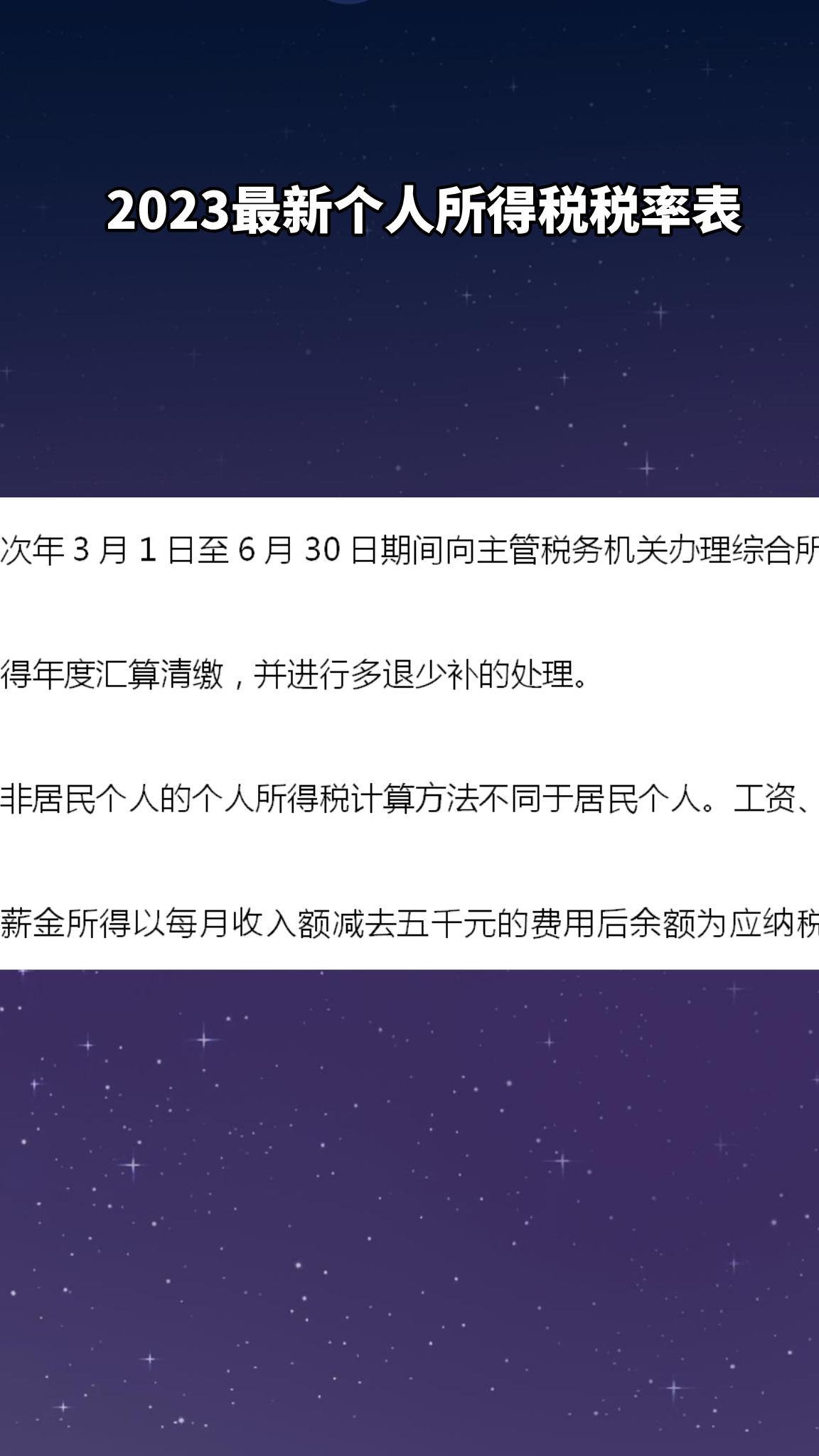 2023最新个人所得税税率表