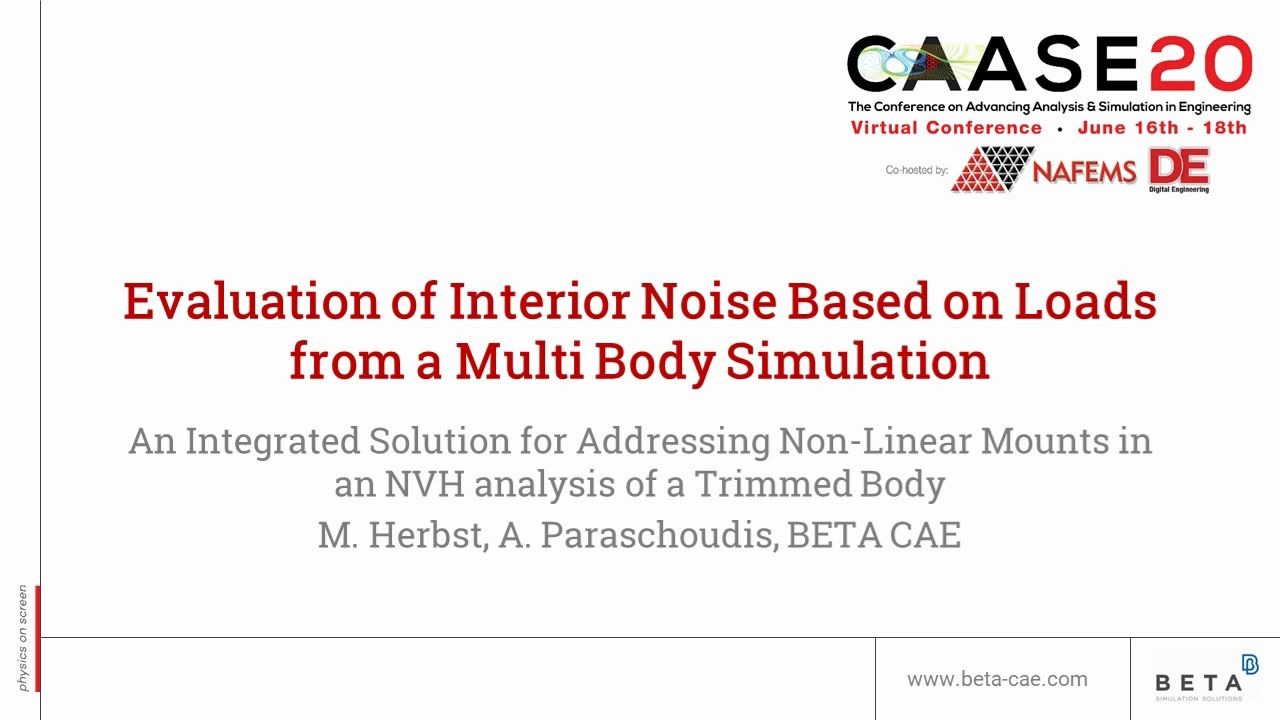 CAASE20会议演讲 基于多体仿真的载荷评估车辆内部噪声