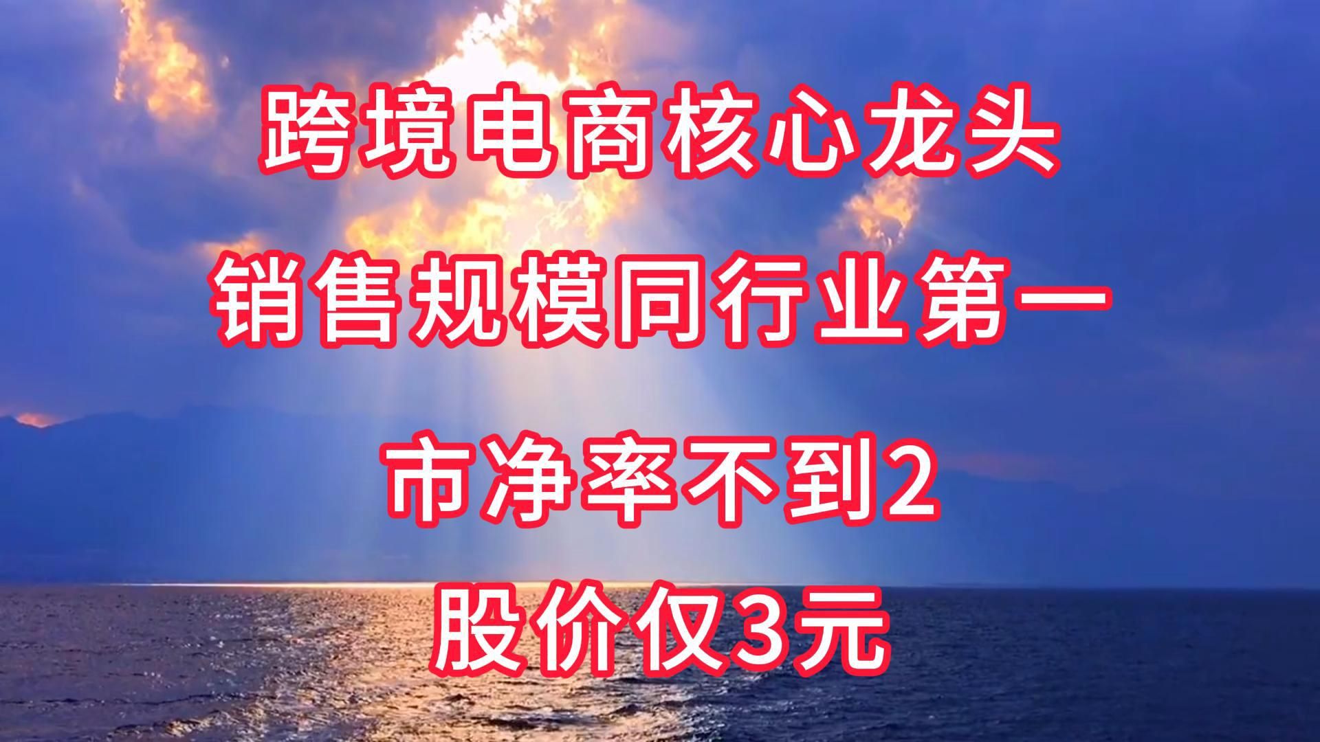 跨境电商核心龙头,销售规模同行业第一,市净率不到2,股价仅3元