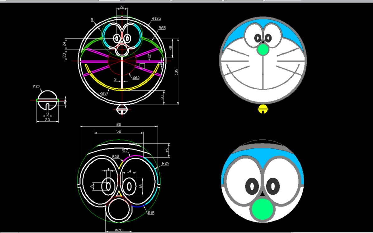 CAD绘图实例之哆唻A梦2
