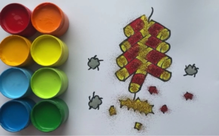 儿童简笔画,让我们画一串鞭炮吧!噼里啪啦的鞭炮声,热热闹闹过新年!