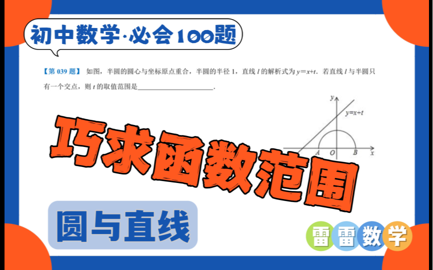 【初中数学·必会100题】第039题——圆与直线的关系