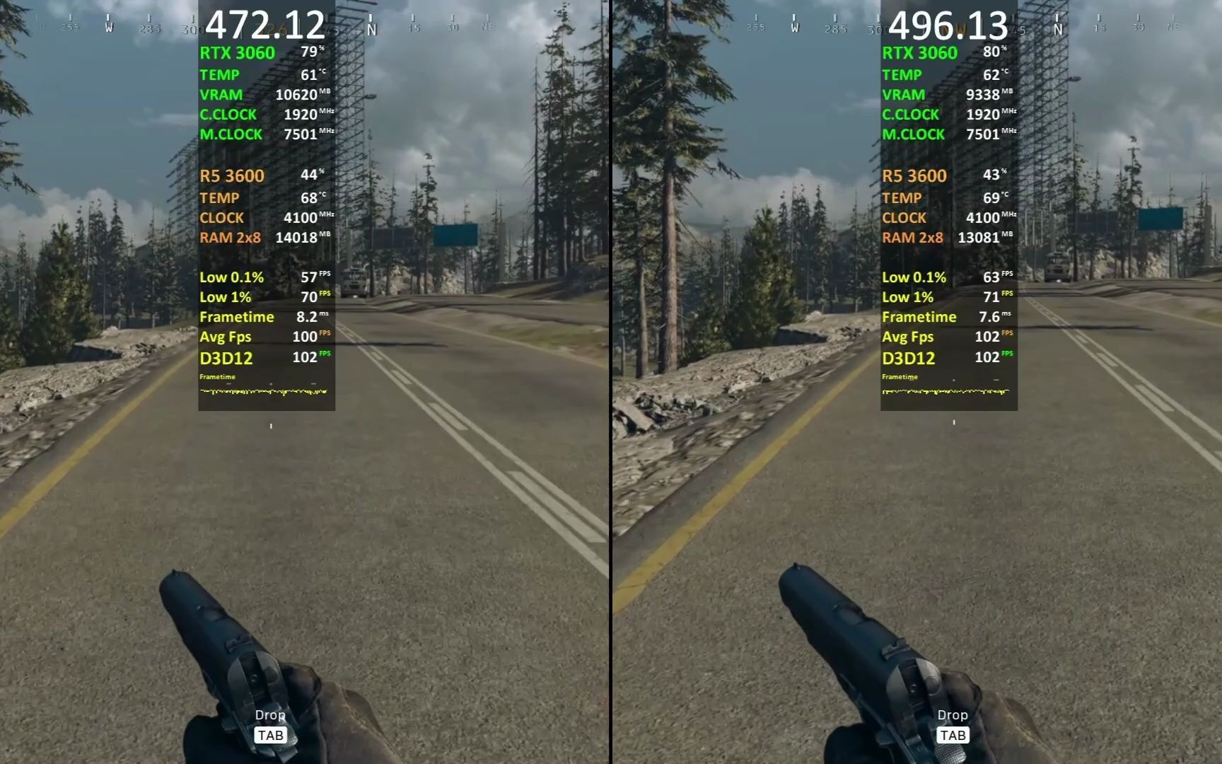 472.12 vs 496.13 Nvidia驱动对比 R5 3600- RTX 3060-1080P