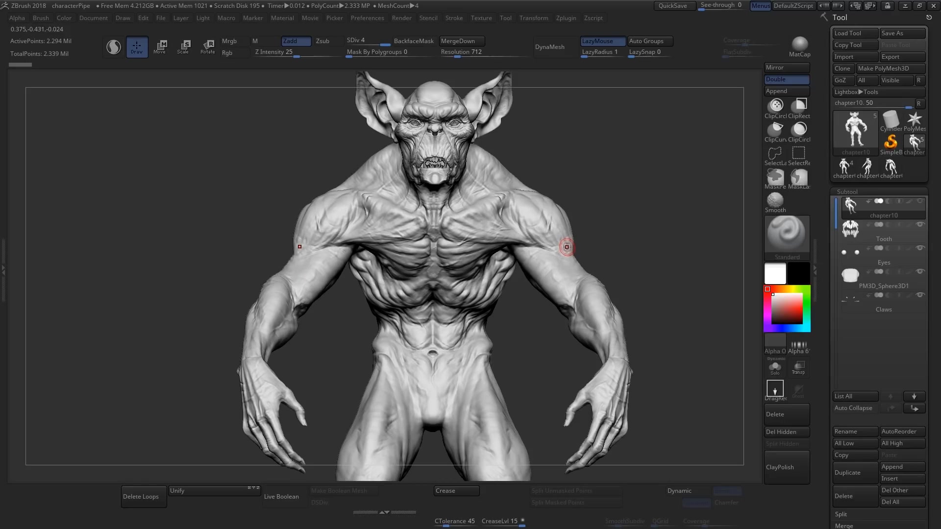 【3D建模】石像鬼建模过程一览,恐怖西方神话生物,步骤详细