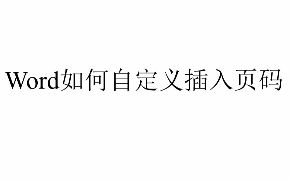 Word自定义插入页码