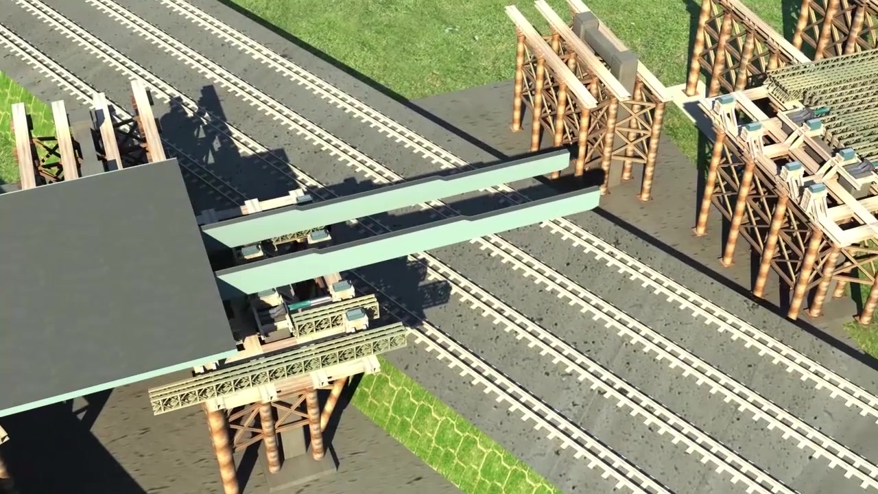 镇江五凤口高架桥大跨度钢箱梁多点快速顶推施工技术三维动画-艺源...