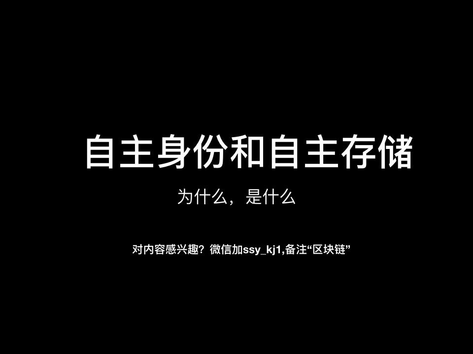 自主身份和自主存储,为什么,是什么