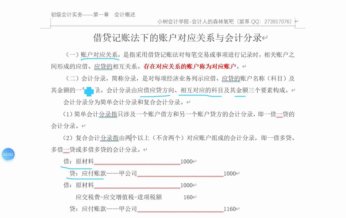 实务0104005借贷记账法-03账户对应关系与分录