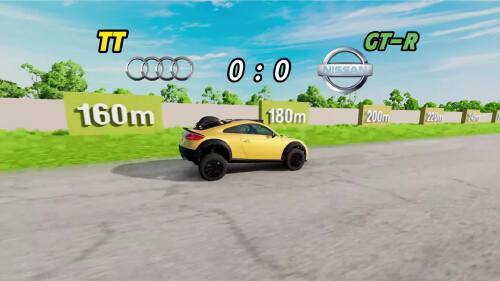 车祸模拟器:奥迪TT VS 尼桑GTR!